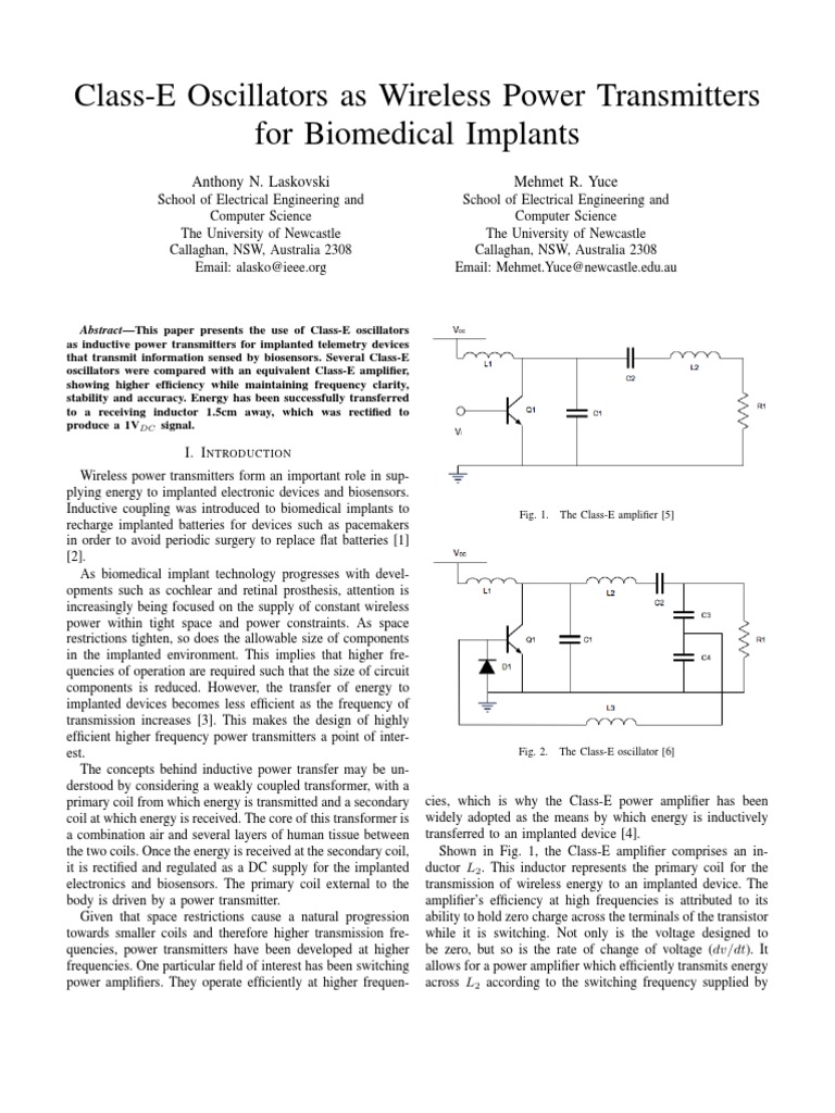 Wireless Power Class-E Oscillator | PDF | Amplifier | Electronic Oscillator