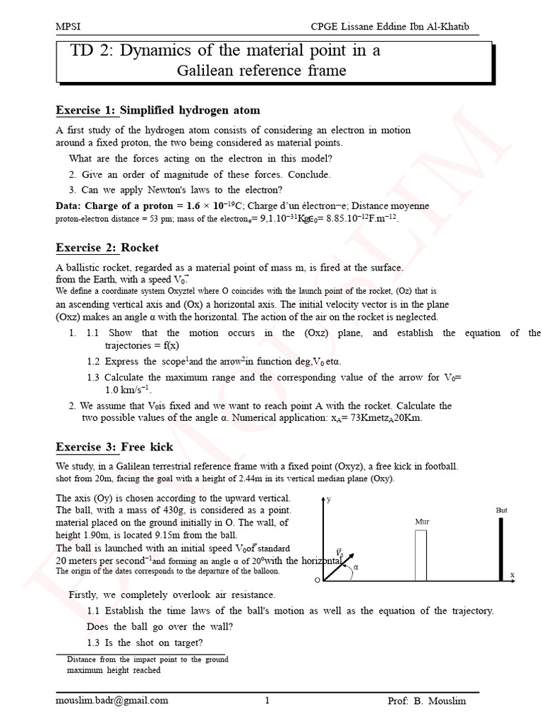 TD 02 Dynamics | PDF | Force | Newton's Laws Of Motion