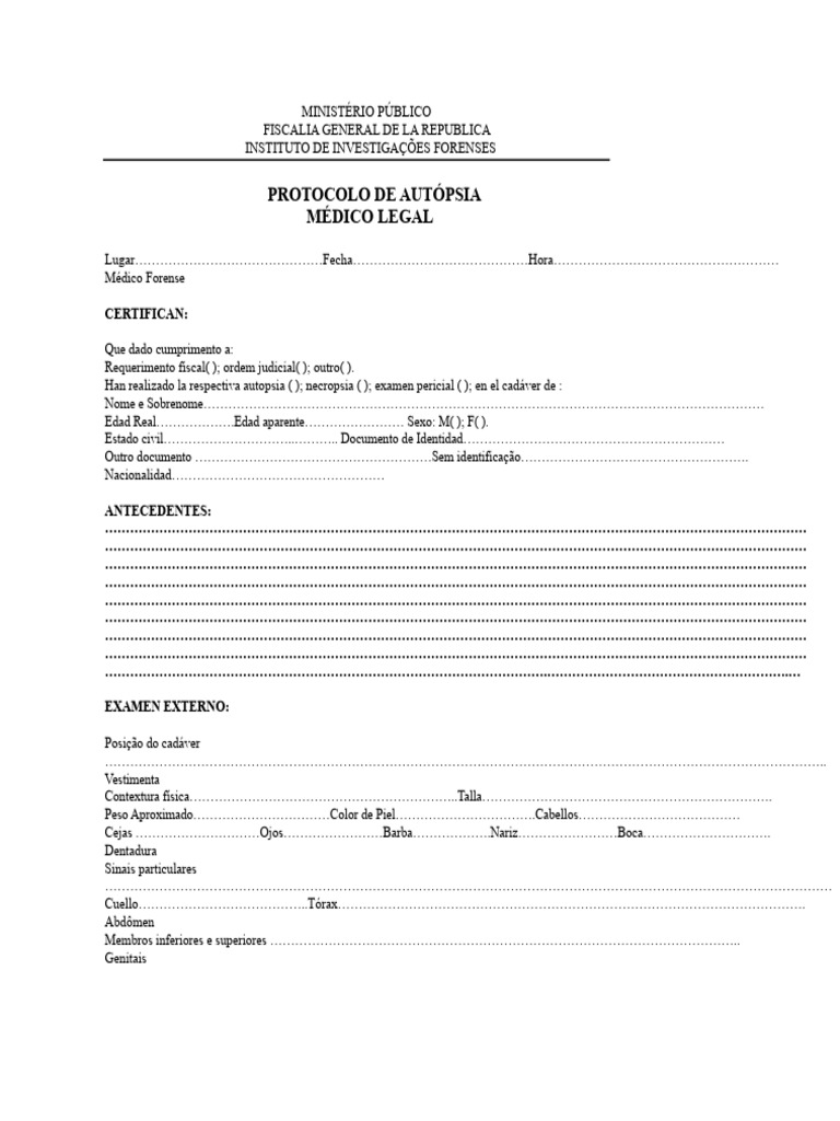 Protocolo de Autópsia | PDF
