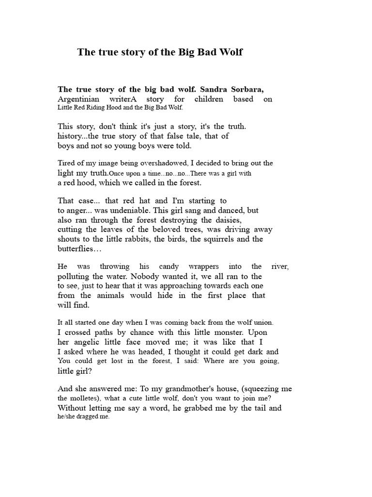 The Big Bad Wolf's True Story | PDF
