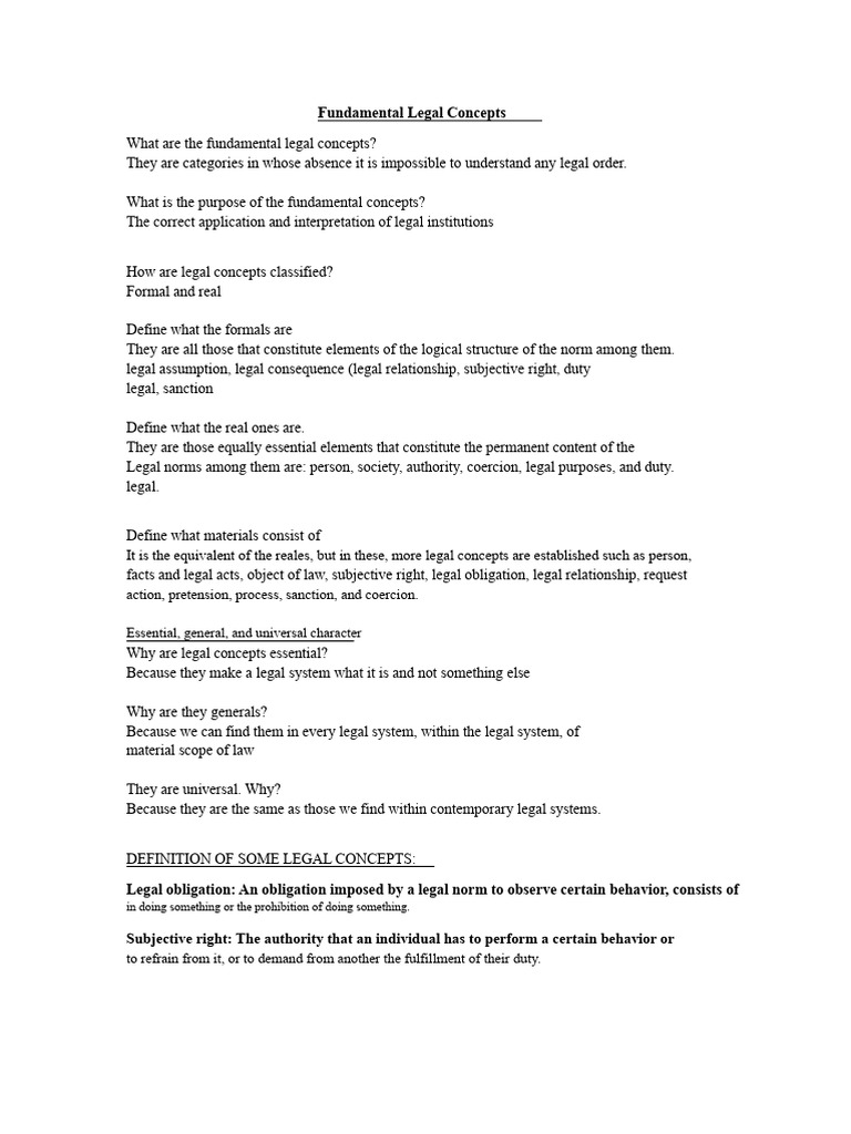 Fundamental Legal Concepts | PDF | Existence | Sentence (Law)