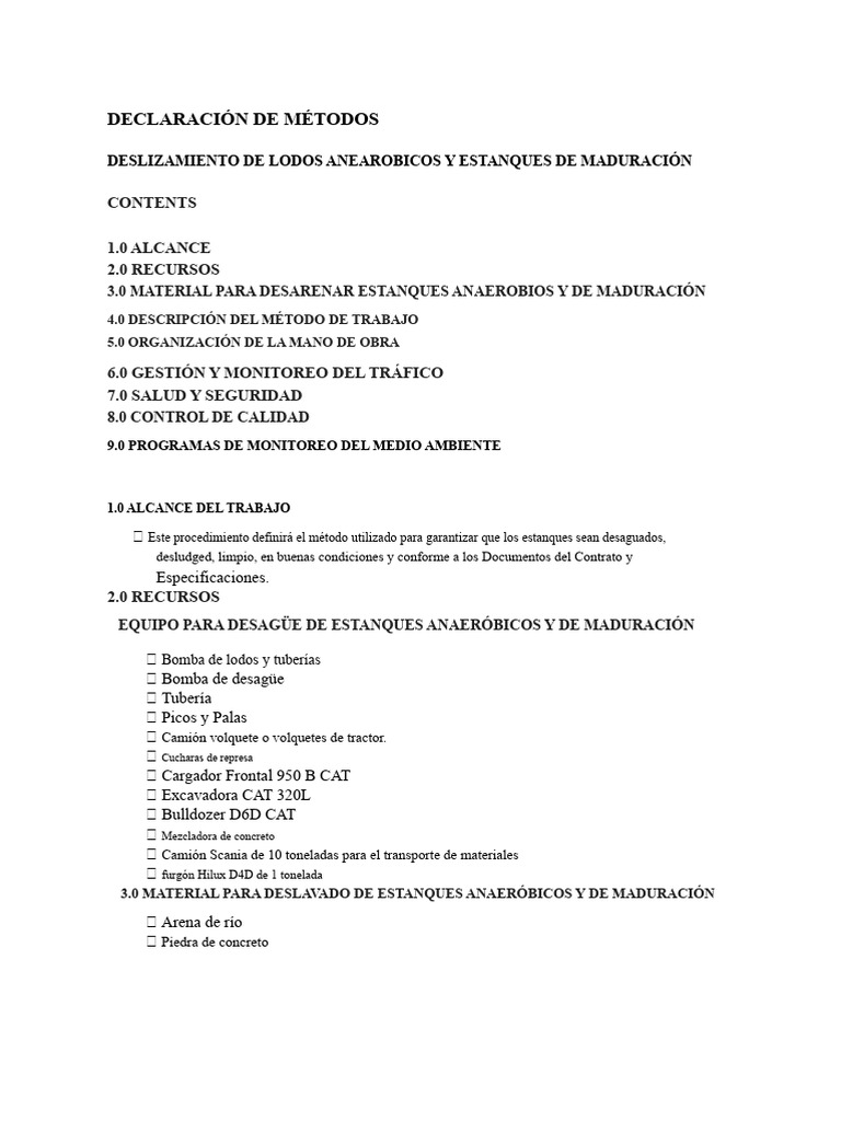 Declaración Del Método para Desaguar Pantanos de Aguas Residuales | PDF ...