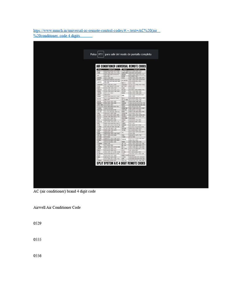 Universal AC Remote Control Codes | PDF | Engineering Thermodynamics ...