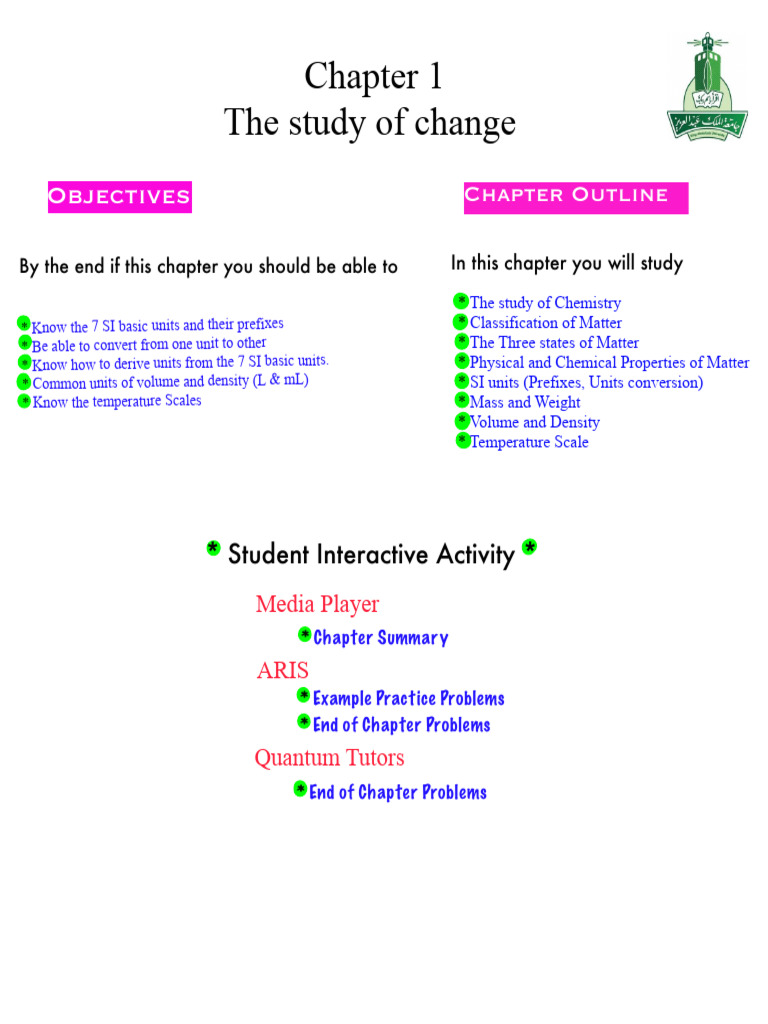 Chapter 1-The Study of Change | PDF | Matter | Chemistry
