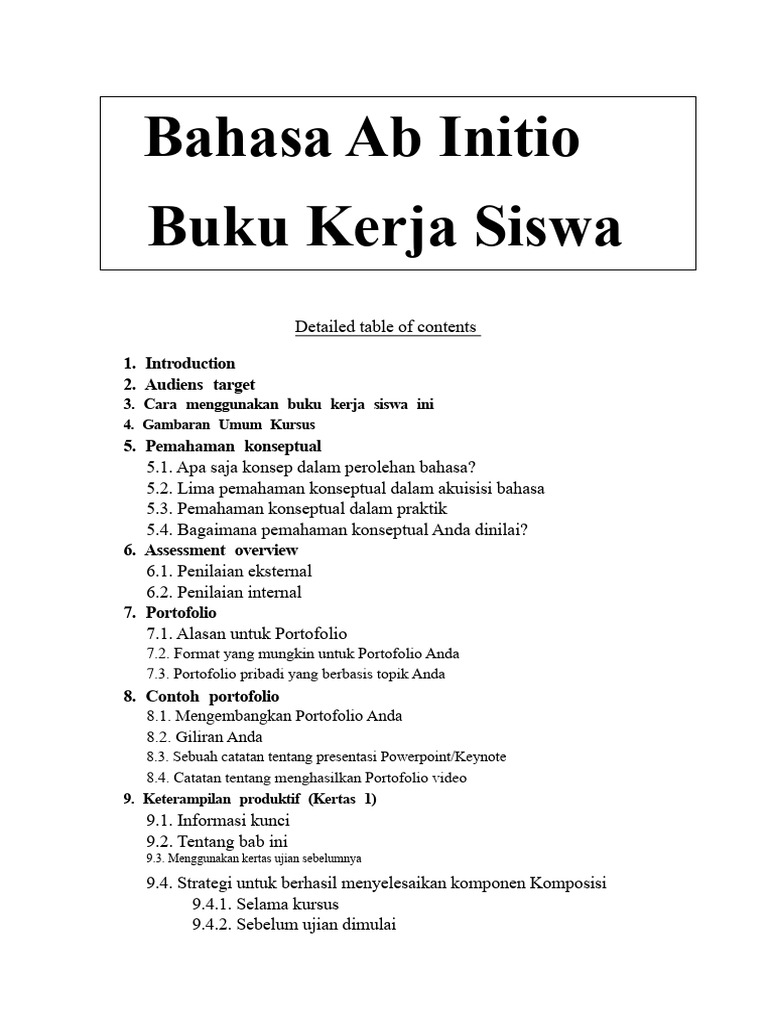 Buku Kerja Siswa Bahasa Ab Initio | PDF