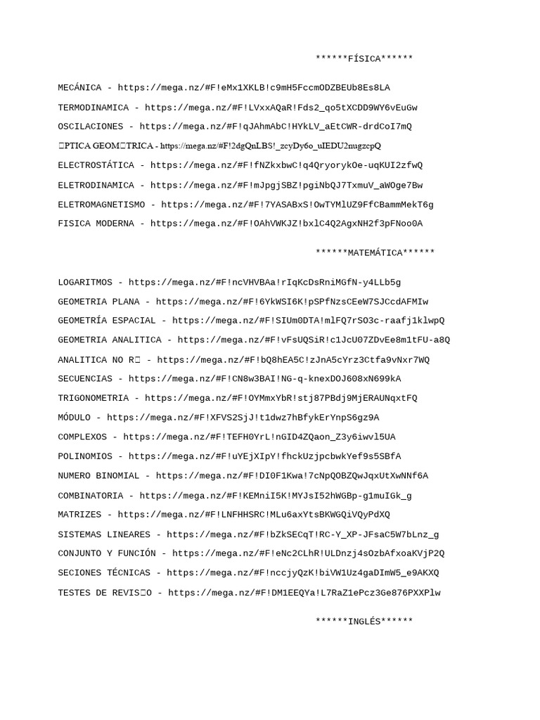 Mega Estudios - Enlaces (Mega Servidor) | PDF | Unidades Semánticas ...
