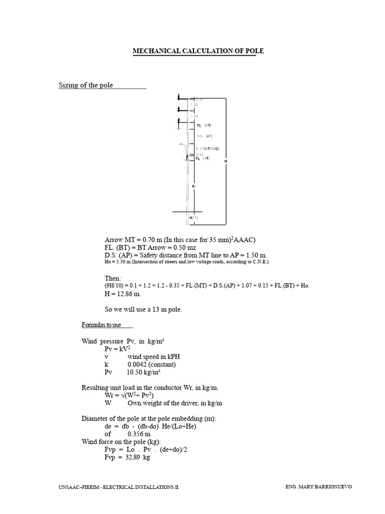 Mechanical Pole Calculation Guide | PDF | Electricity | Physical Quantities