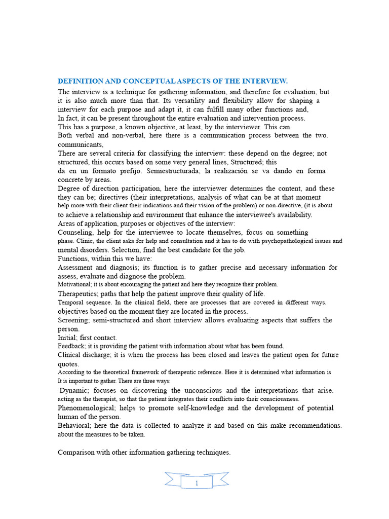Summary of The Interview Manual in Psychology | PDF | Communication ...