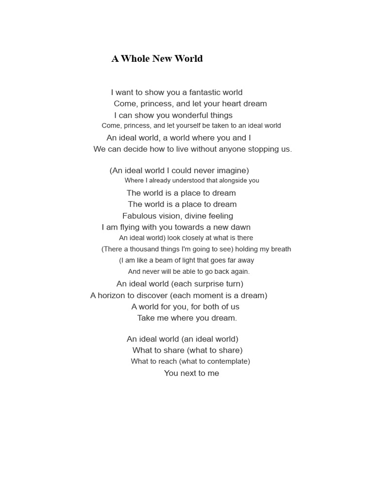 Lyrics of An Ideal World | PDF