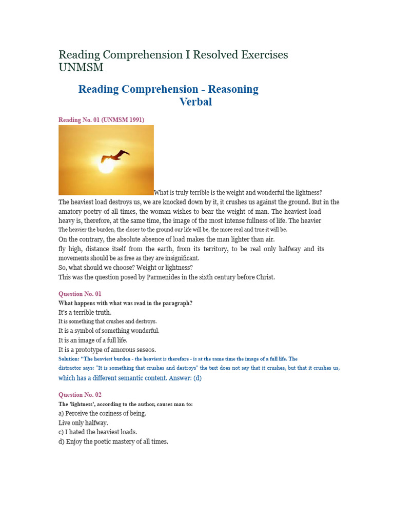 UNMSM Reading Comprehension Exercises | PDF | Courage | Truth