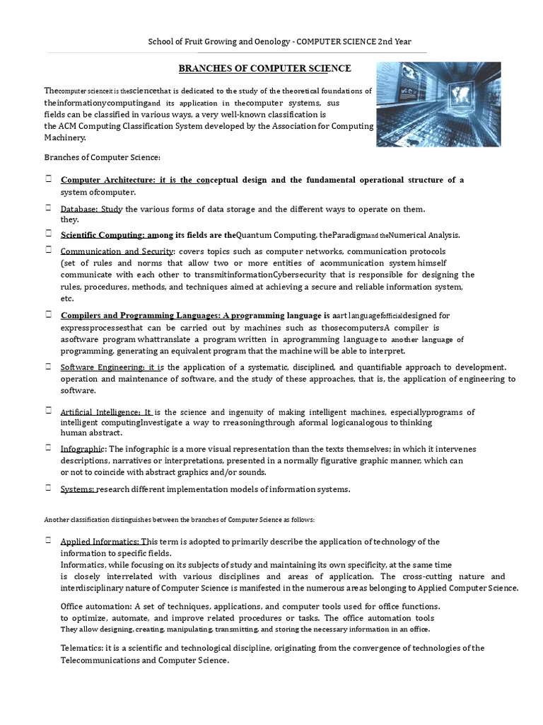 Computer Science and Its Branches | PDF | Computer Science | Computing