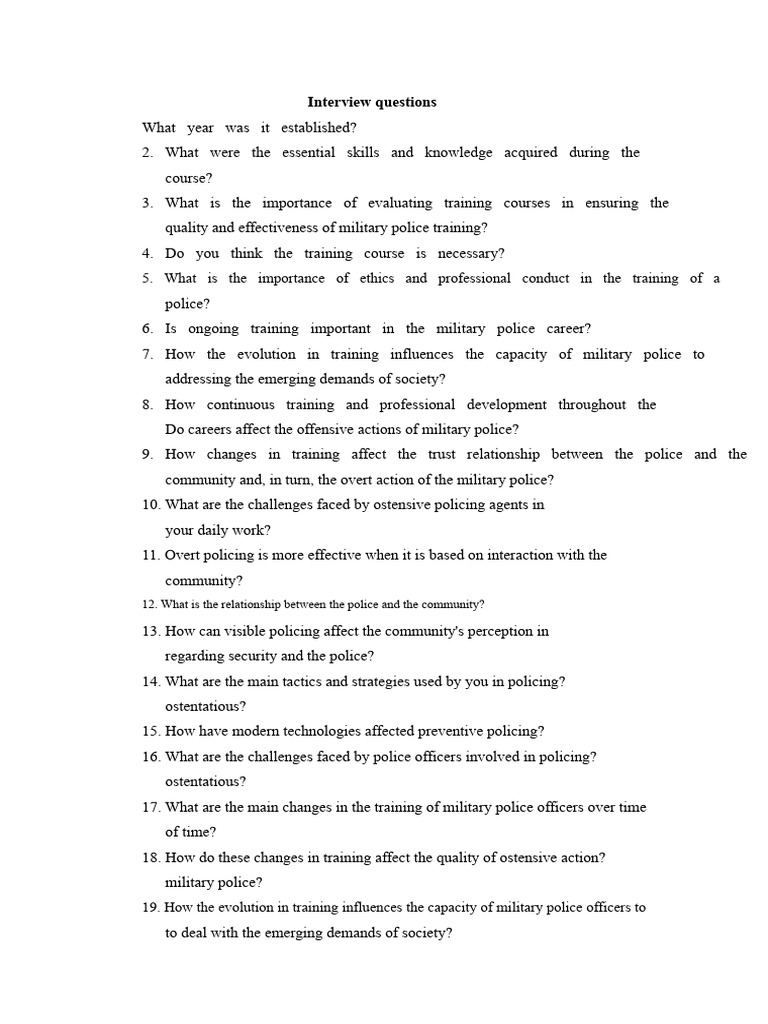 Questions For Police Interview | PDF | Police | Community