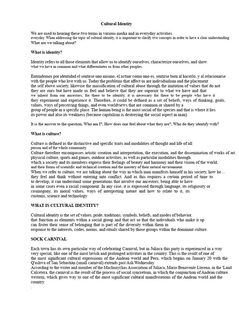 Understanding Cultural Identity and Carnival | PDF | Identity (Social ...
