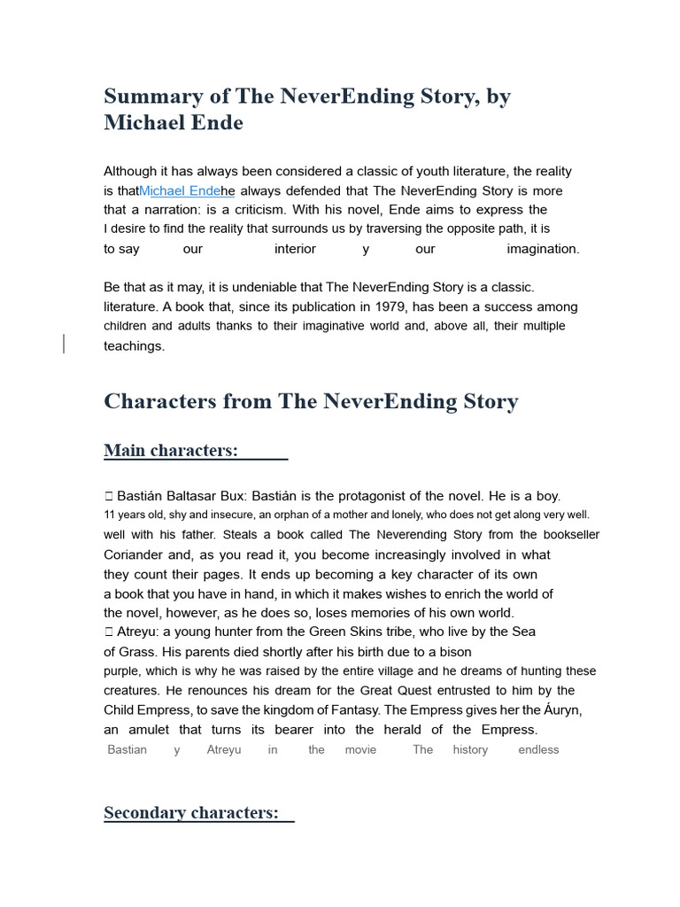 Summary of The NeverEnding Story | PDF