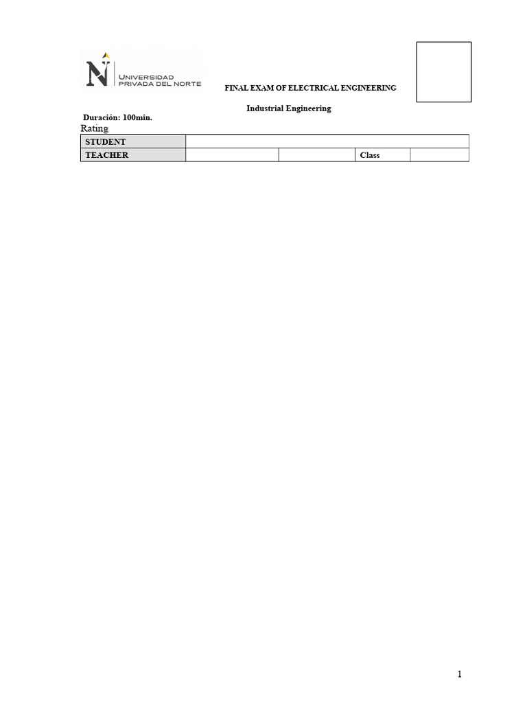 Final Exam Electrical Engineering | PDF | Transformer | Physical Quantities