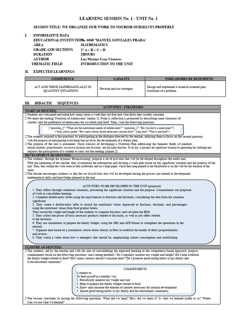 Nutrition and Math: Healthy Eating Plan | PDF | Adolescence | Nutrition