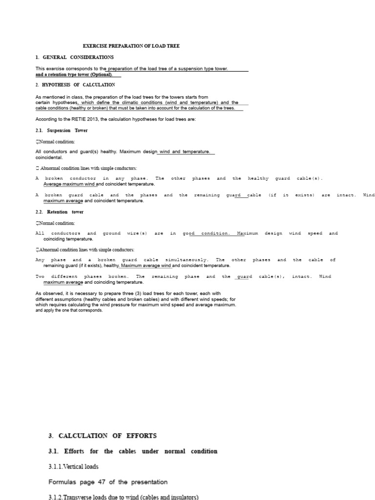 Exercise Preparation of Load Tree | PDF | Force | Wound