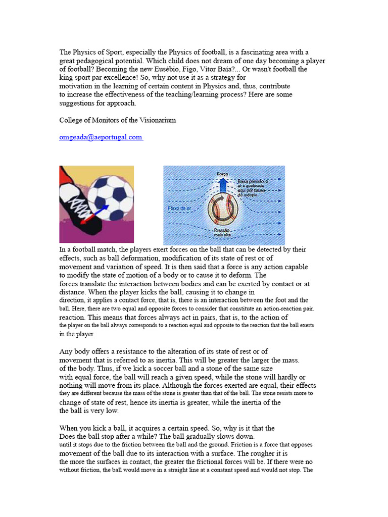 Physics Concepts Explained Through Football | PDF | Force | Drag (Physics)