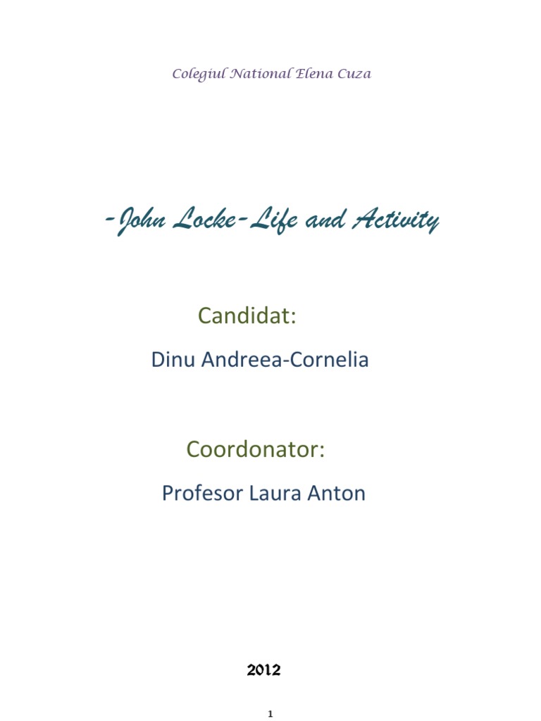 John Locke Life and Activity-1 | PDF | John Locke | Idea