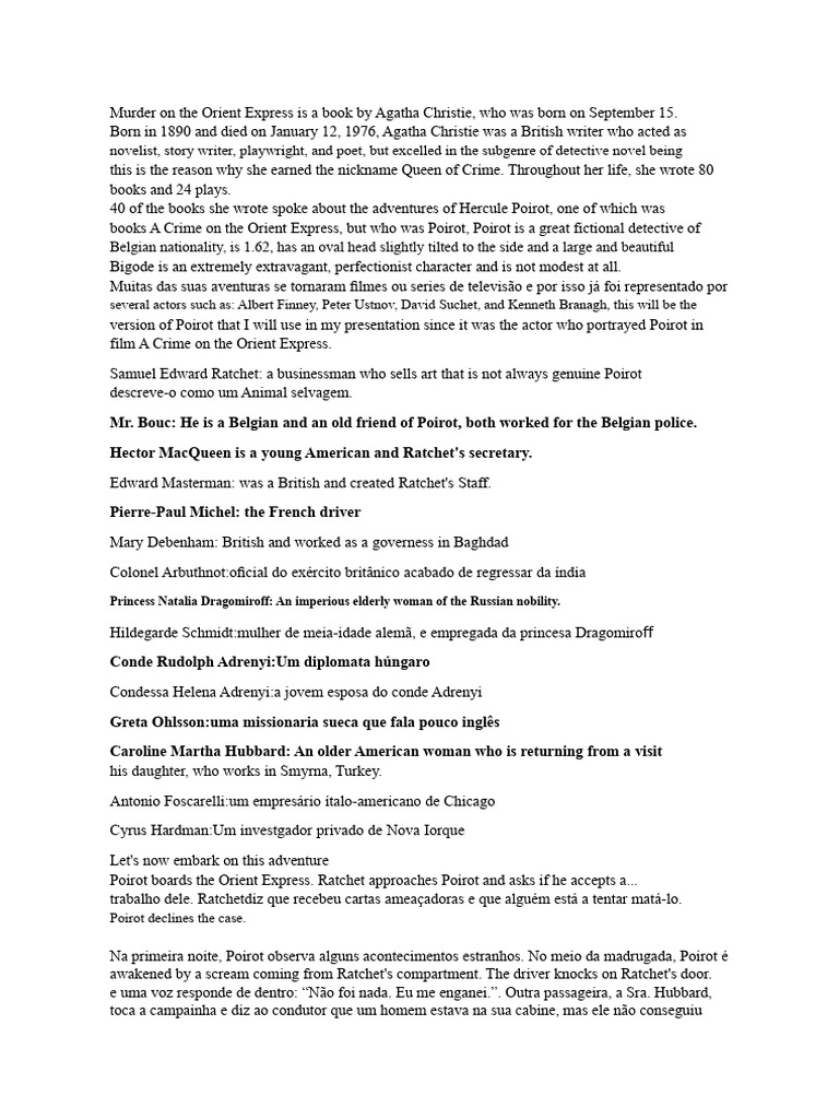 Agatha Christie's Murder on the Orient Express | PDF | Detective ...