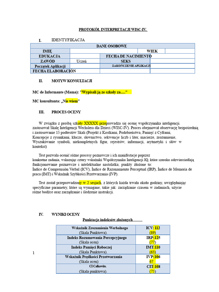 Wisc-Iv Interpretacja | PDF