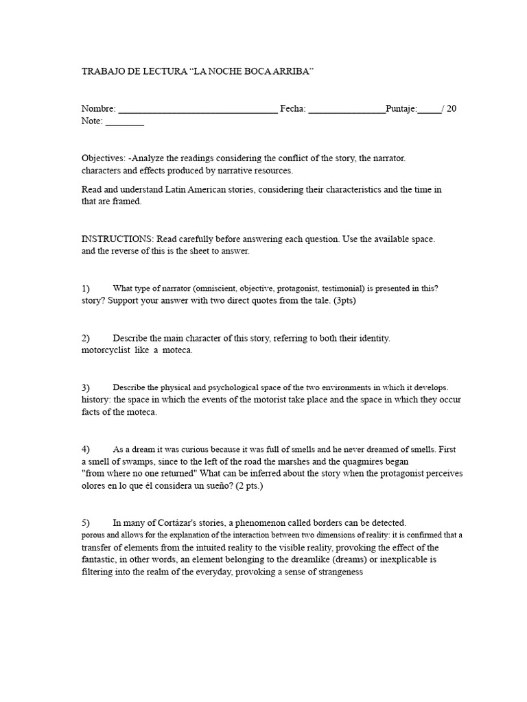 READING WORK The Night Face Up | PDF | Dream | Cognition