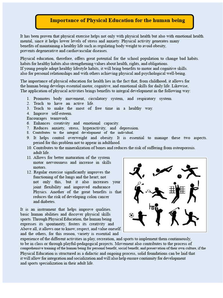 Benefits of Physical Education for Health | PDF | Physical Education ...