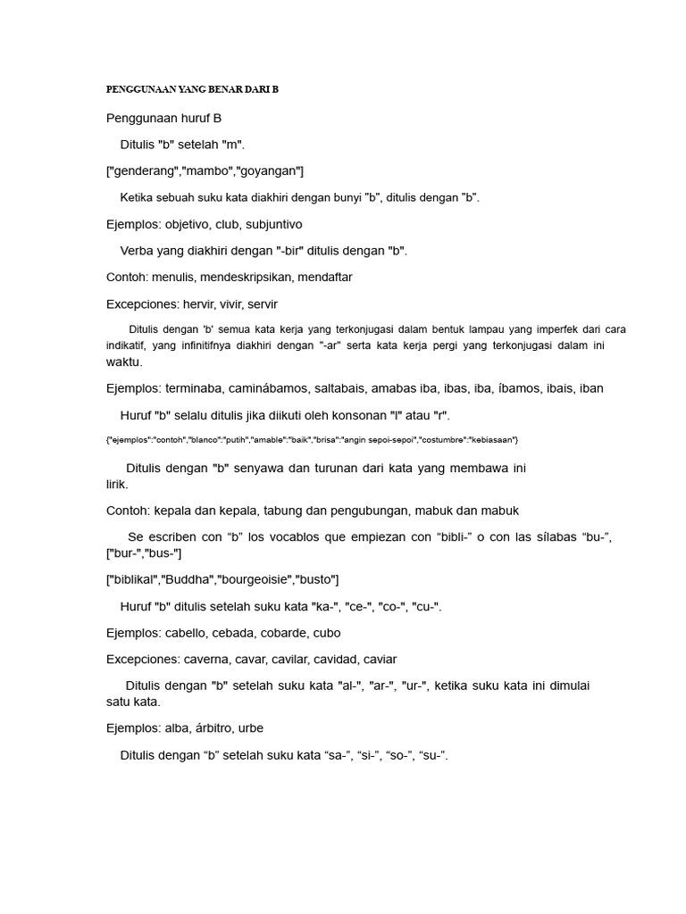 Panduan Penggunaan Huruf B, V, J, G, C, dan Z | PDF