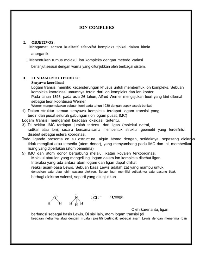 Sifat dan Rumus Ion Kompleks dalam Kimia | PDF