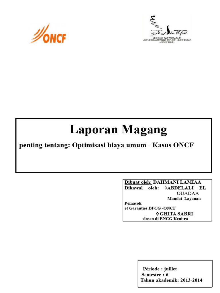 Optimisasi Biaya Umum ONCF 2013-2014 | PDF