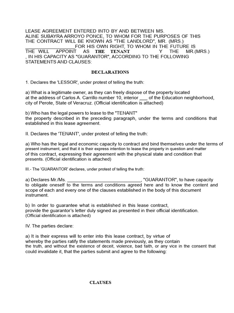 Lease Agreement for Property Rental | PDF | Lease | Leasehold Estate
