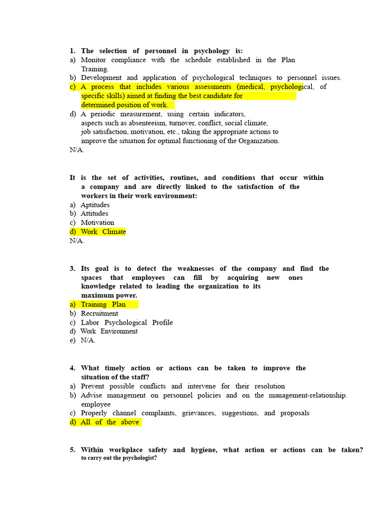 Evaluation and Selection of Personnel - Questions I | PDF | Recruitment ...