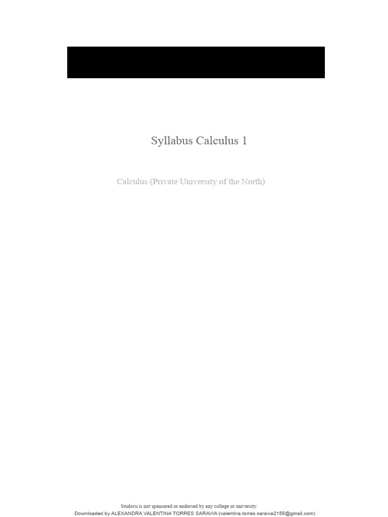 Syllabus Calculus 1 | PDF | Integral | Function (Mathematics)
