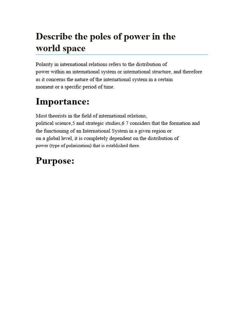 Describe The Poles of Power in The Global Space | PDF