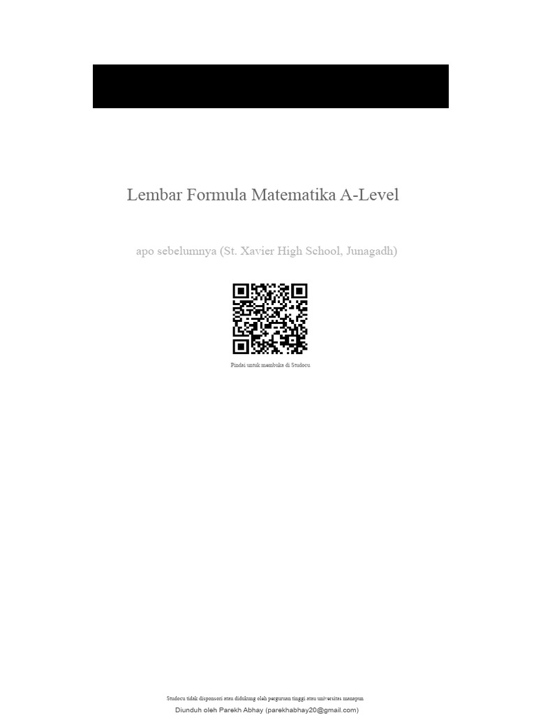 Lembar Formula Matematika Tingkat A | PDF
