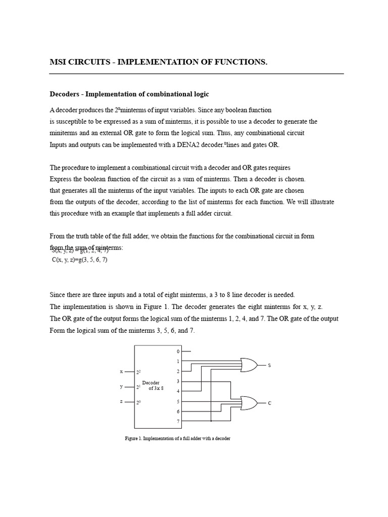 Msi Circuits - Implementation of Functions | PDF | Logic Gate | Logic