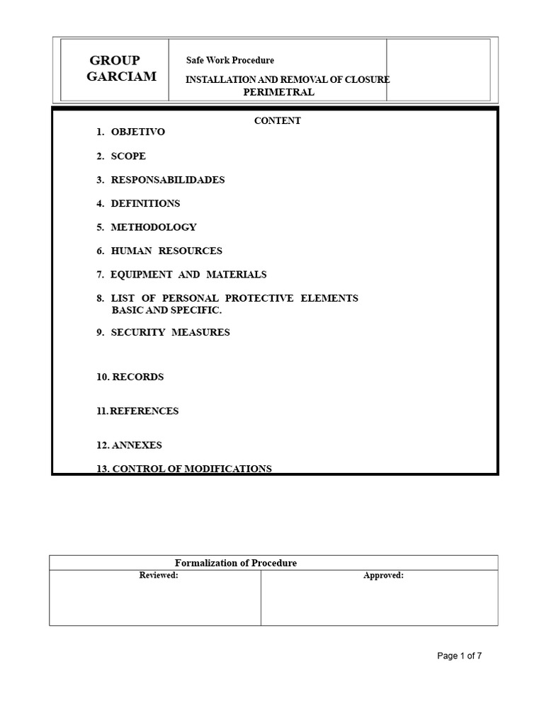 Points Installation and Removal of Perimeter Closure 1 | PDF | Personal ...