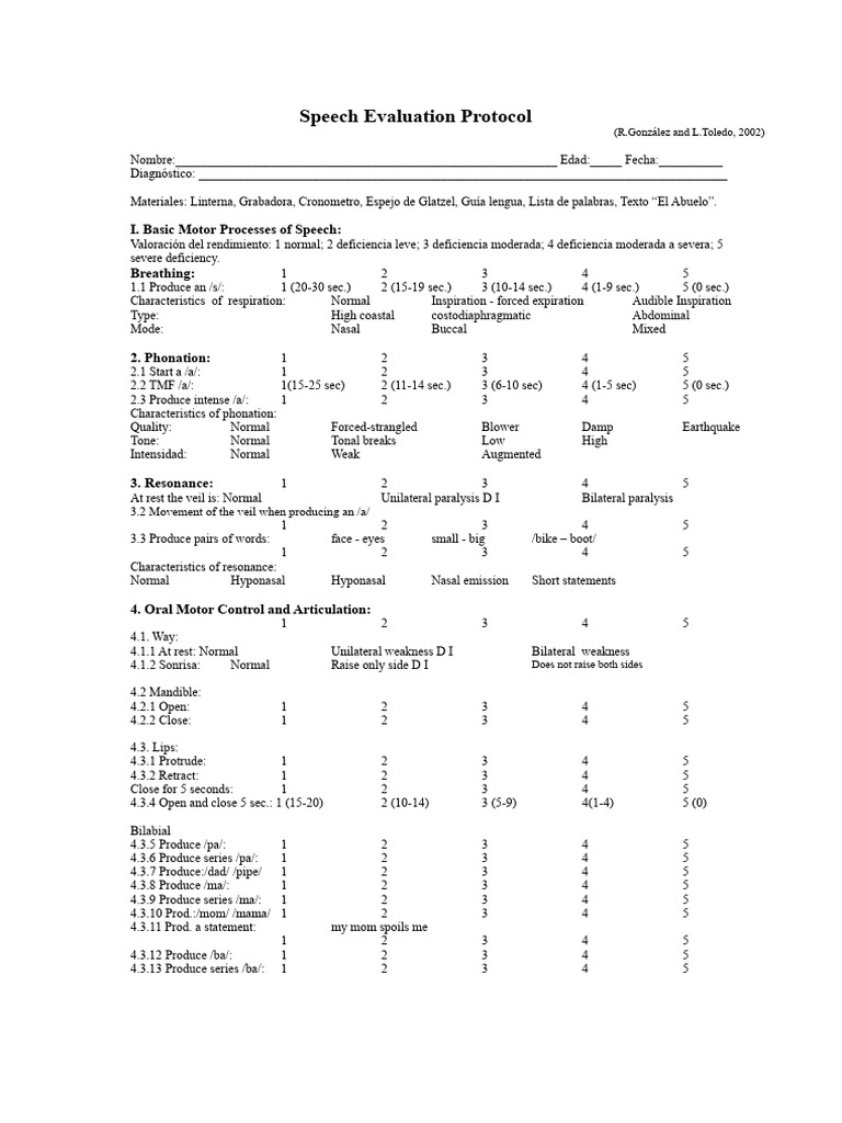 Speech Evaluation Protocol | PDF | Phonology | Linguistics