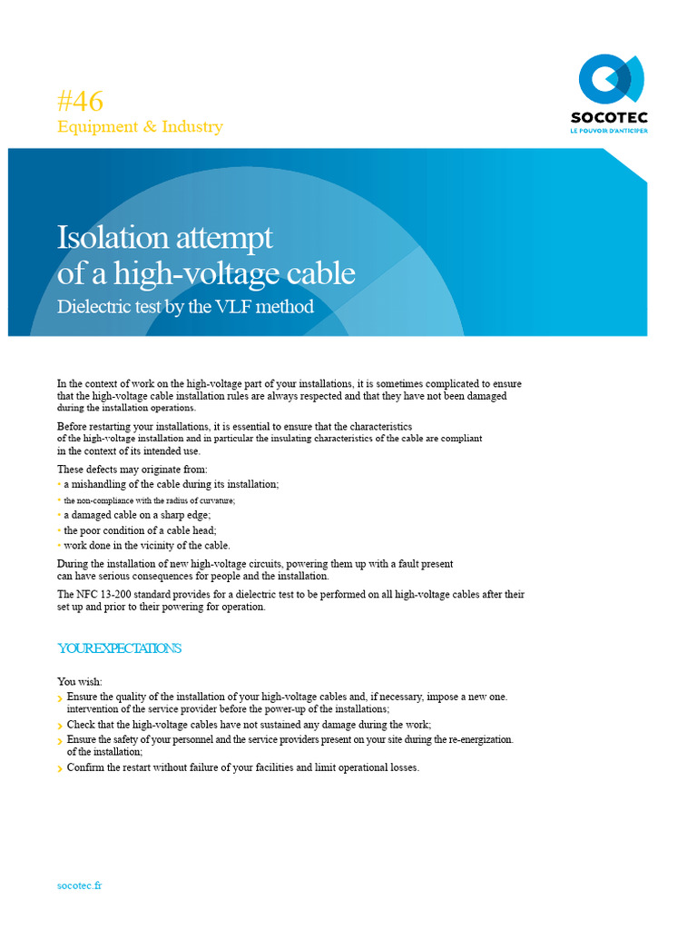High-Voltage Cable Isolation Test | PDF | High Voltage | Manufactured Goods