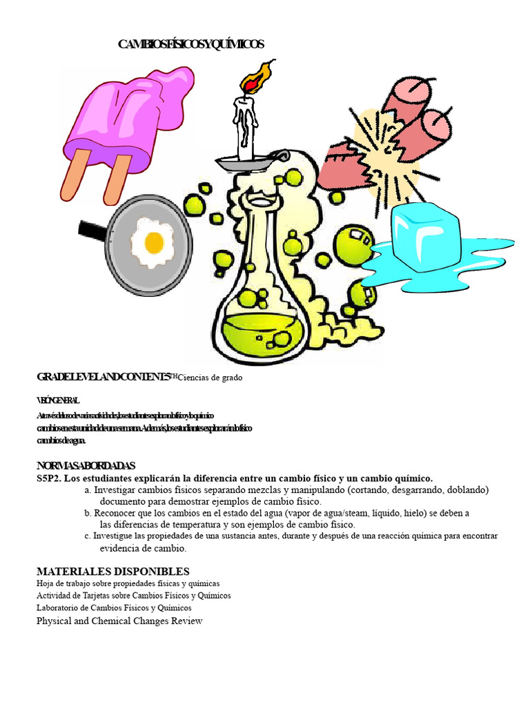 Propiedades y Cambios Físicos y Químicos | PDF | Sustancias químicas ...