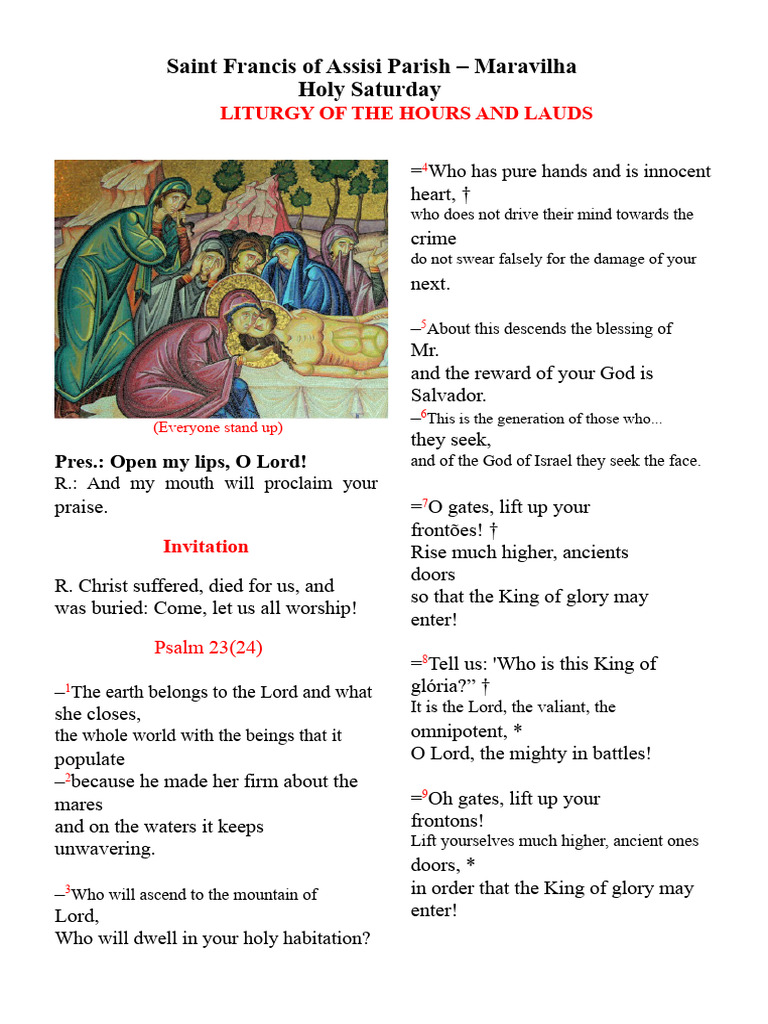 Office and Lauds Holy Saturday | PDF | Jesus | Glory (Religion)