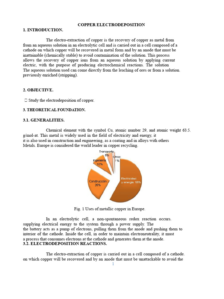 LABORATORY 5 COPPER ELECTRODEPOSITION.docx | PDF | Electrochemistry | Anode