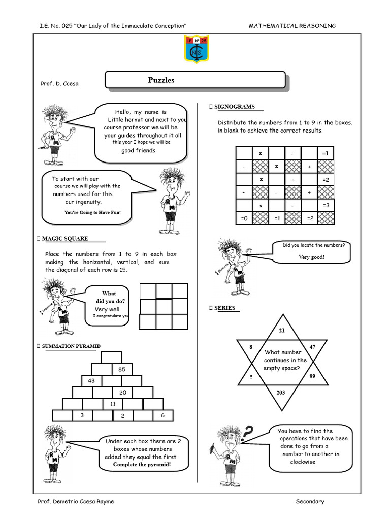 Learning Session On Mathematical Puzzle Games Ccesa2 PDF | PDF ...