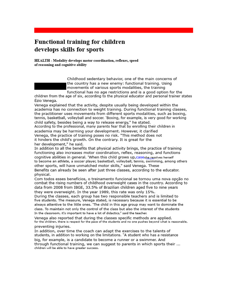 Benefits of Functional Training for Kids | PDF | Balance (Ability) | Sports
