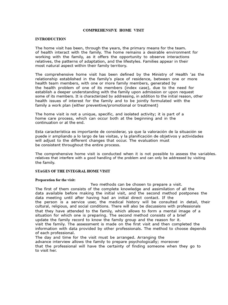 Comprehensive Home Visit | PDF | Evaluation | Caregiver