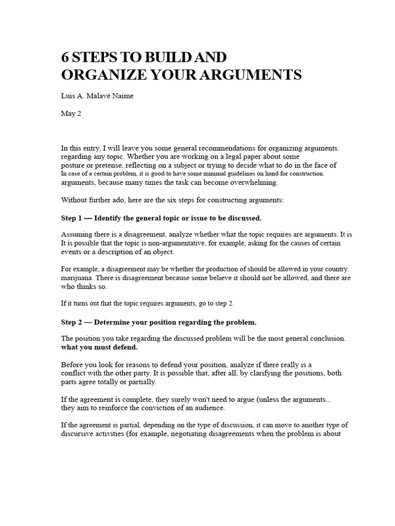 6 Steps To Build and Organize Your Arguments | PDF | Argument | Reason