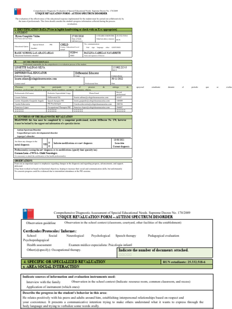 Autism Spectrum Disorder Evaluation Form | PDF | Nonverbal ...