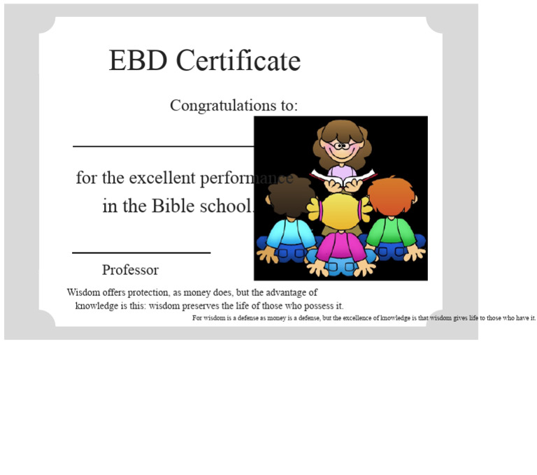 EBD Certificate of Excellence in Bible School | PDF