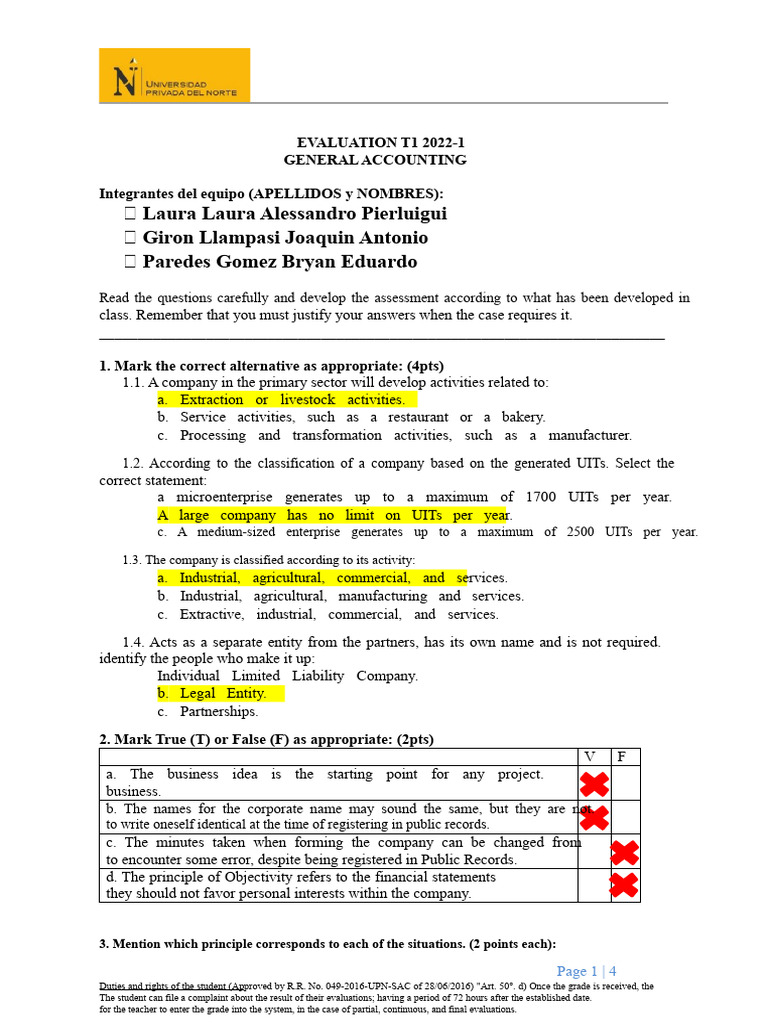 General Accounting Evaluation T1 2022-1 | PDF | Business