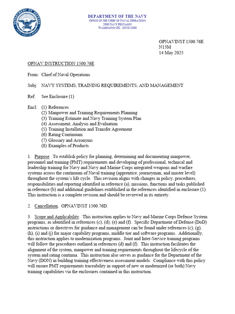 Navy Training Requirements Policy Guide | PDF | United States Navy ...